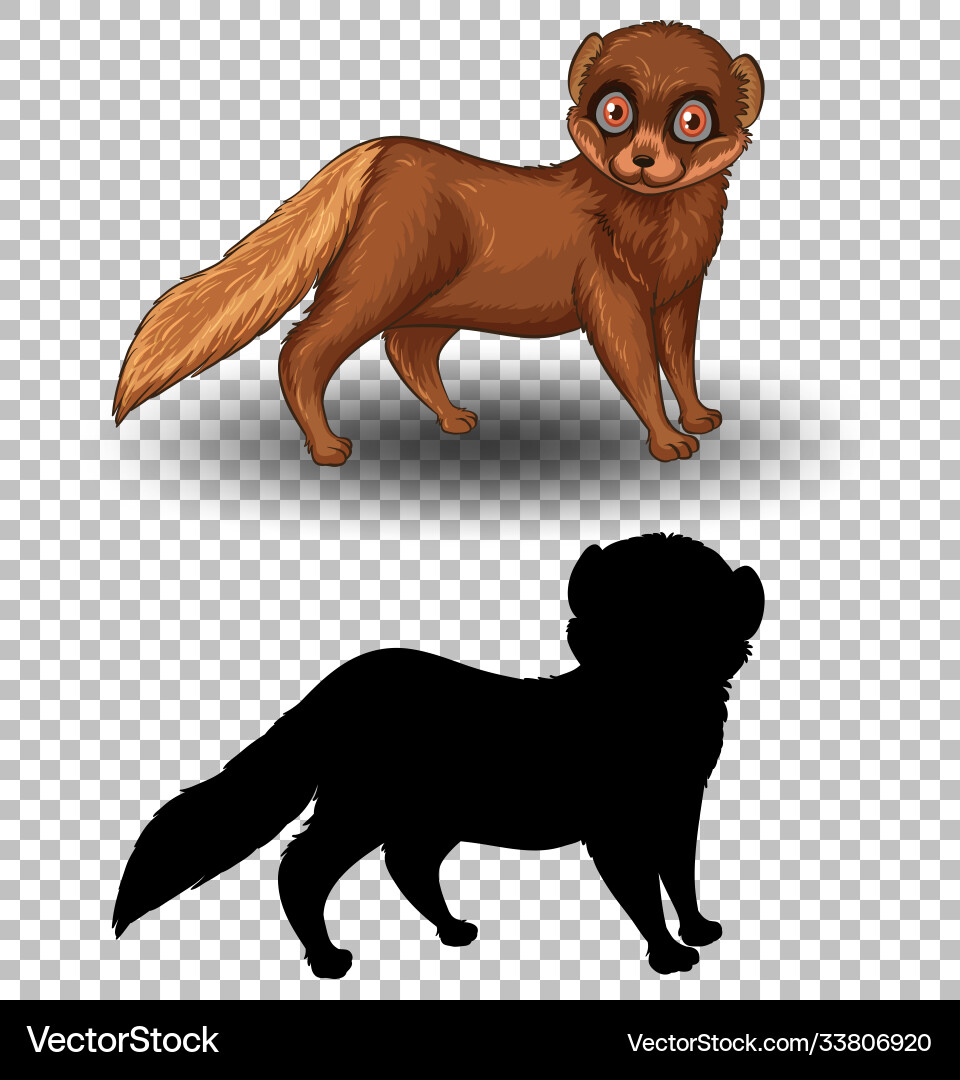 Mink cartoon character with its silhouette Vector Image