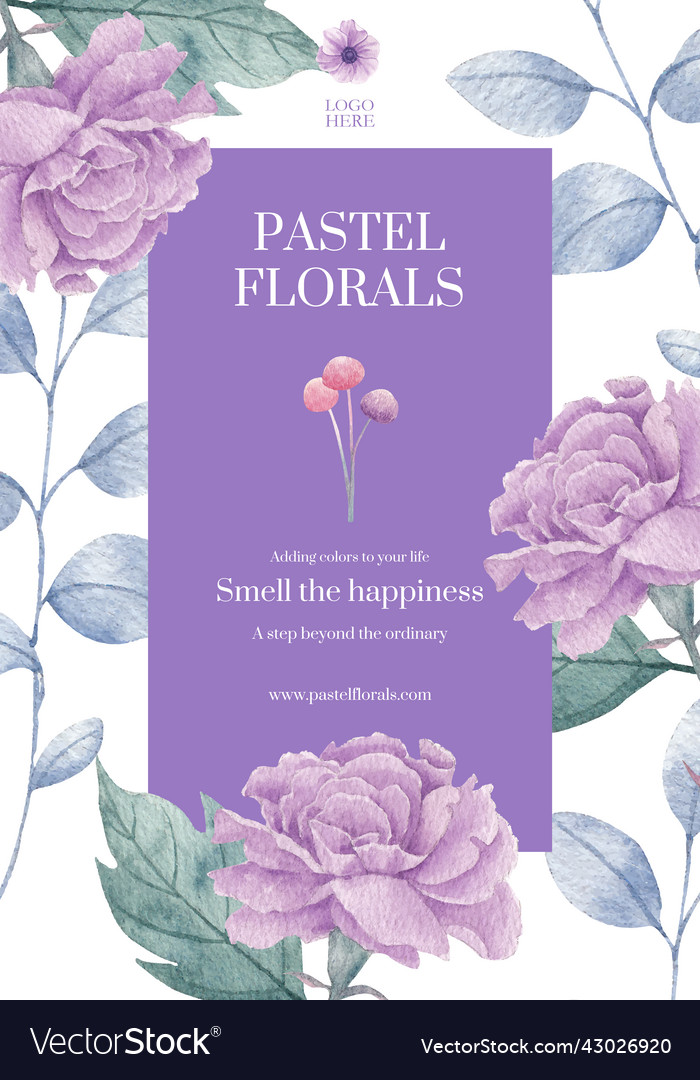 Poster template with pastel tropical flower Vector Image