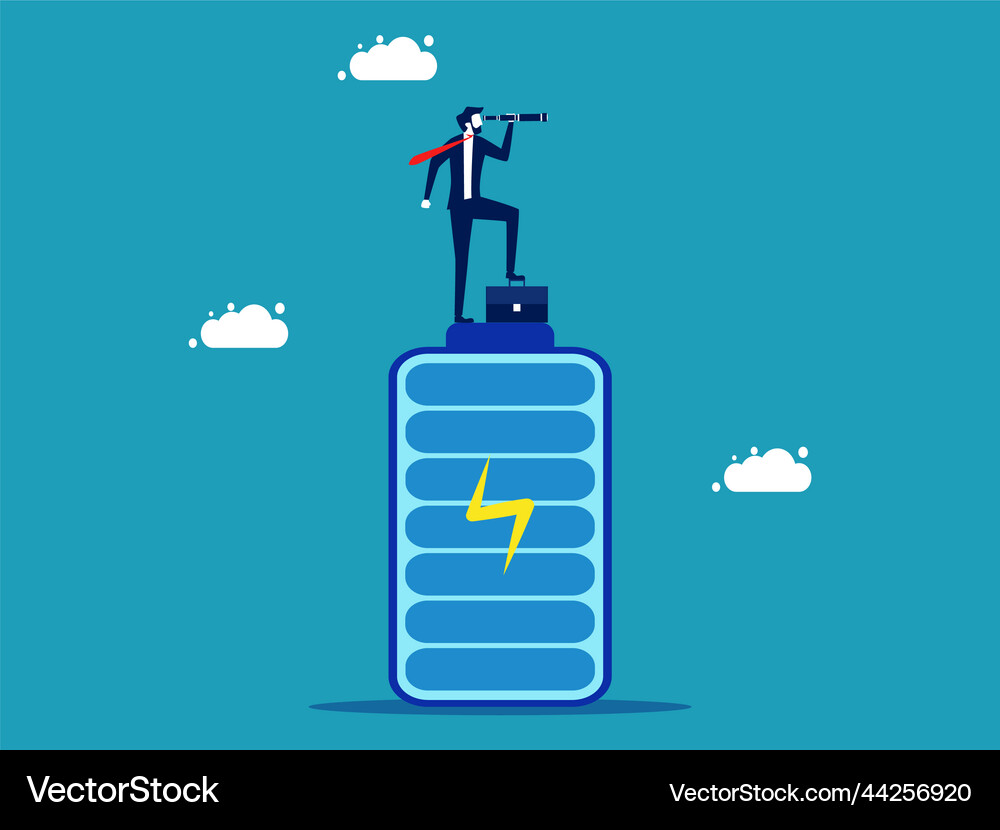 Power to work businessman looking at binoculars Vector Image