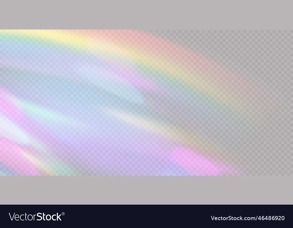 Rainbow light prism effect transparent background Vector Image