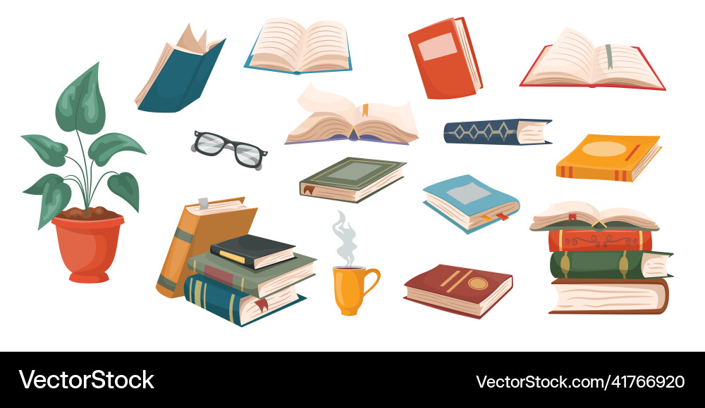 School books cartoon education library Royalty Free Vector