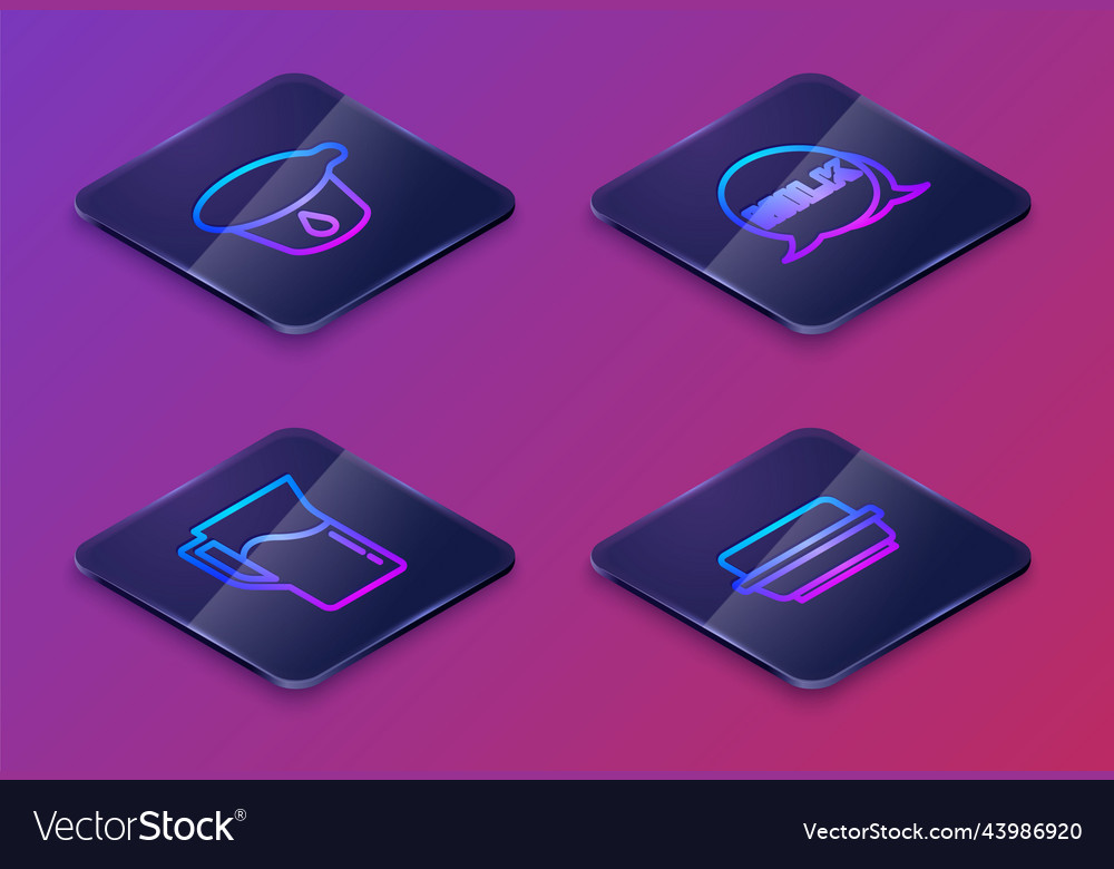 Set isometric line yogurt container milk jug Vector Image Set isometric line yogurt container milk jug Vector Image