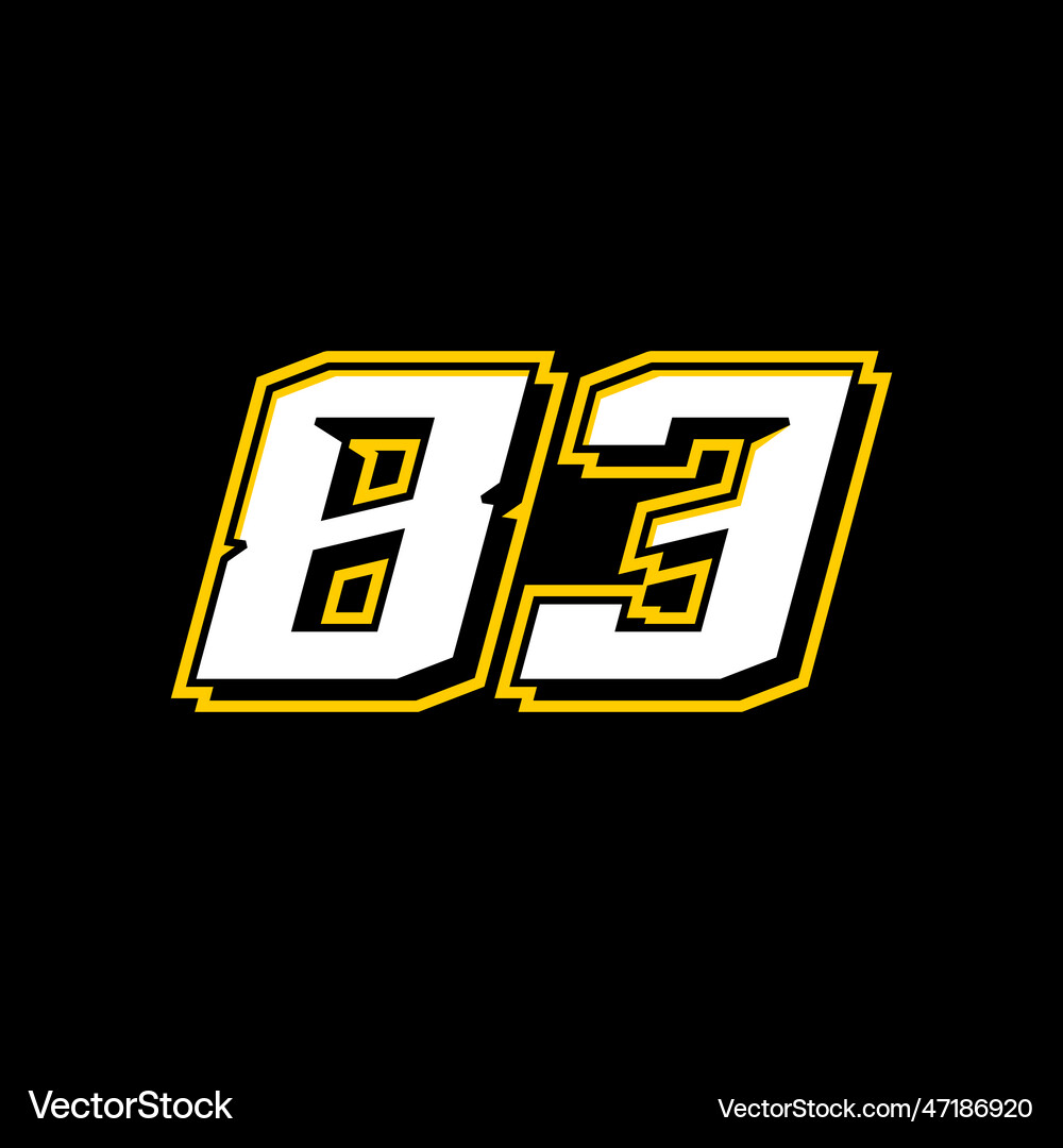 Sport racing number template 83 Royalty Free Vector Image