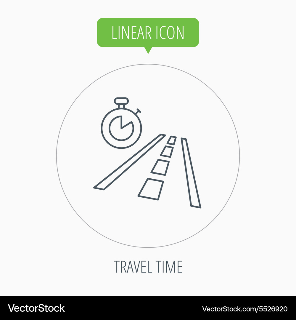 Travel time icon Road with timer sign Royalty Free Vector