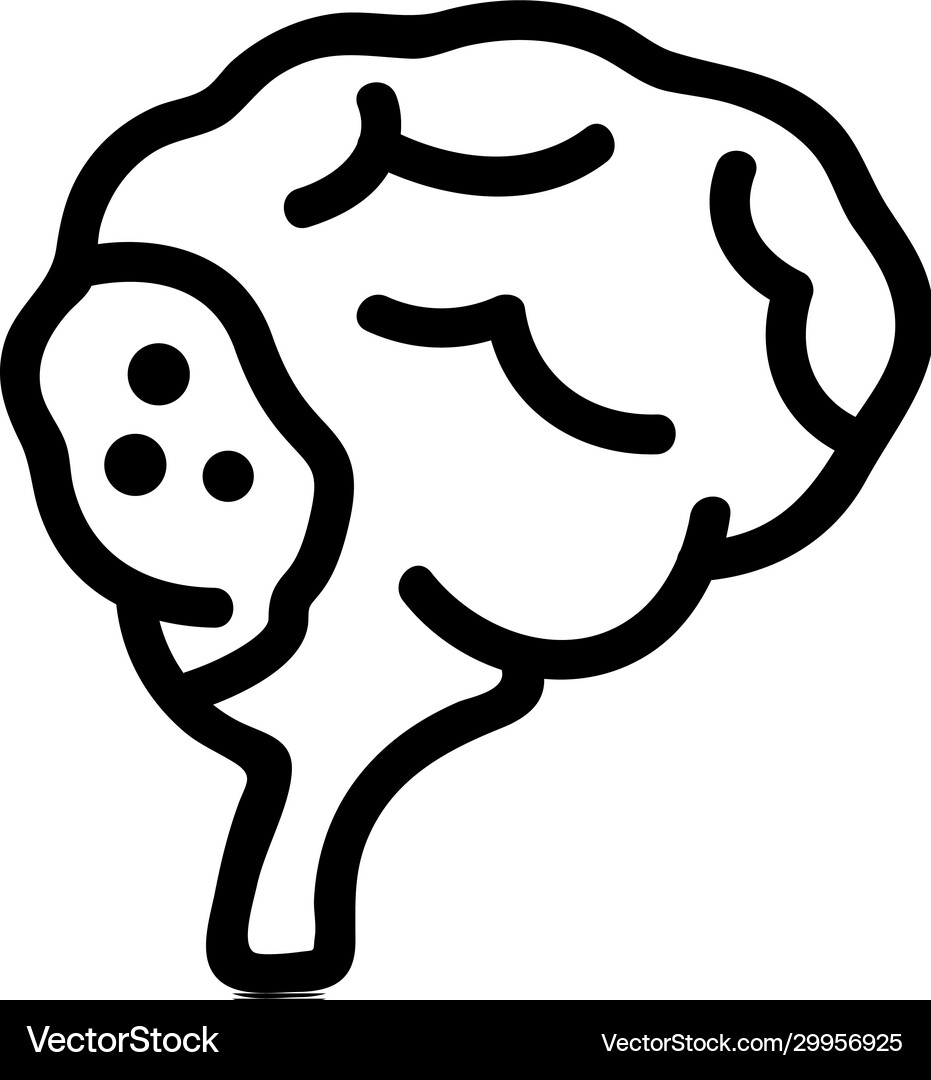 Cancer brain icon isolated contour symbol Vector Image