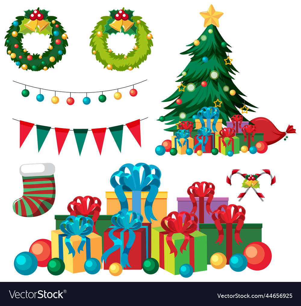 Christmas ornaments isolated set Royalty Free Vector Image