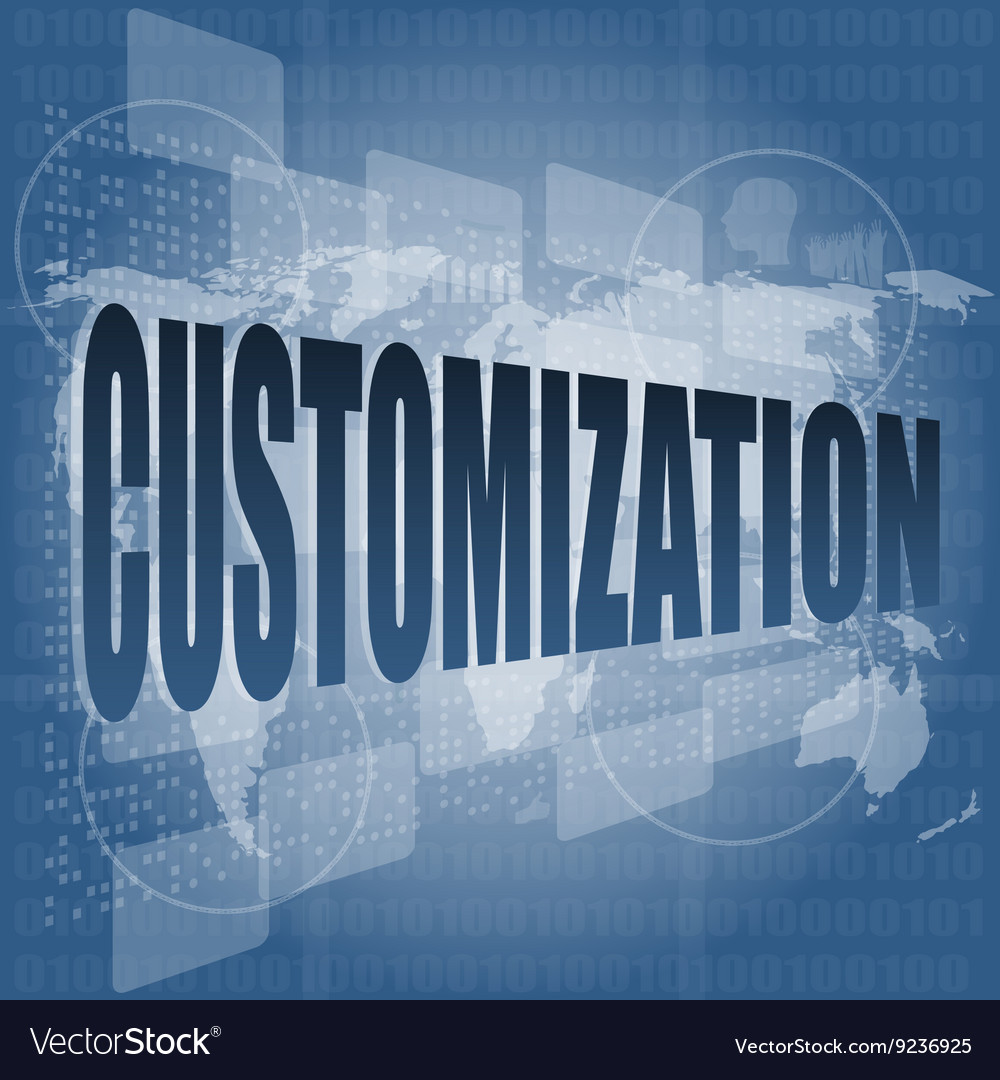 Customization word on digital binary touch screen Vector Image
