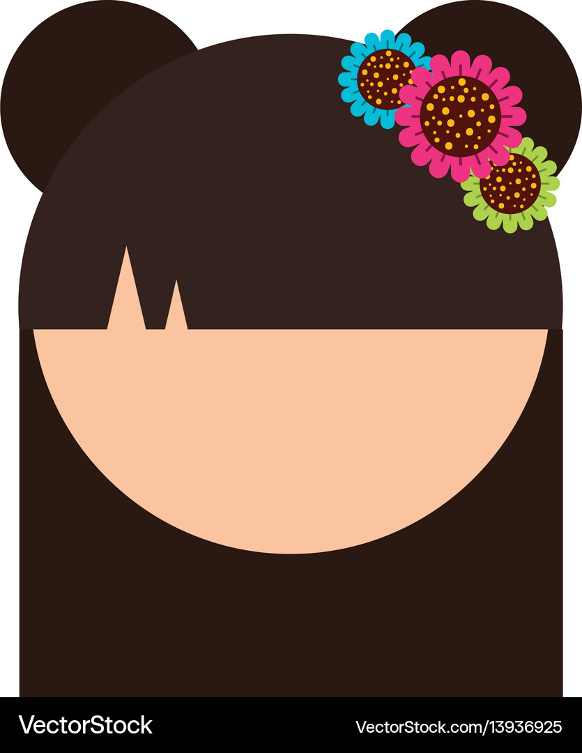 Cute japanese doll head Royalty Free Vector Image