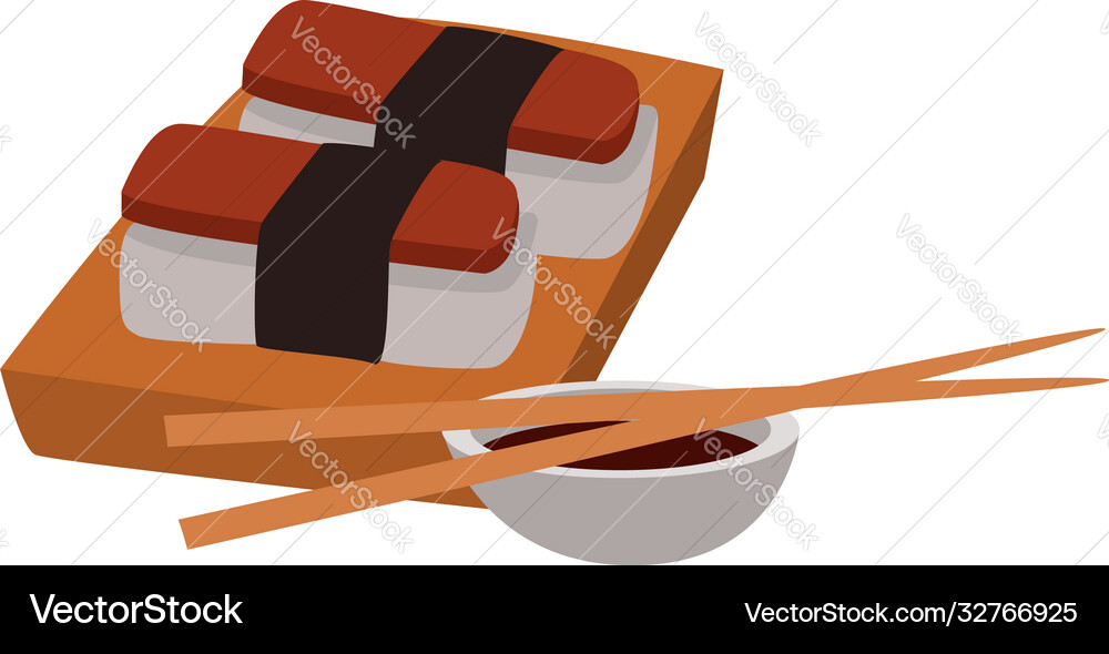 Delicious musubi on white background Royalty Free Vector