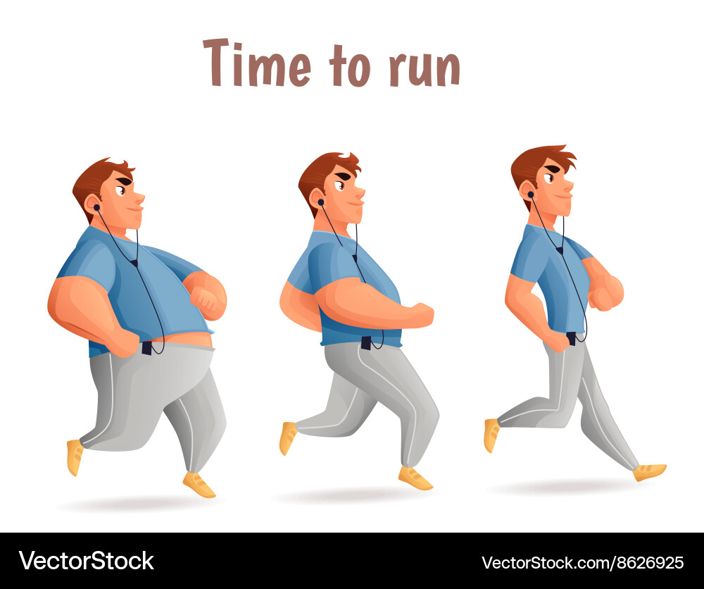 Different body types of men men run Royalty Free Vector