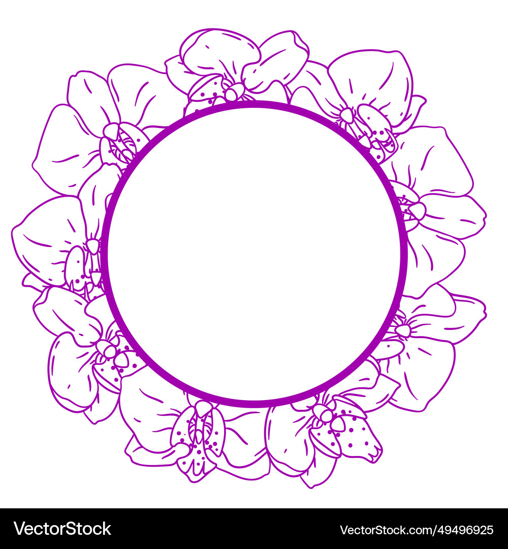 Frame with orchid flowers beautiful decorative Vector Image