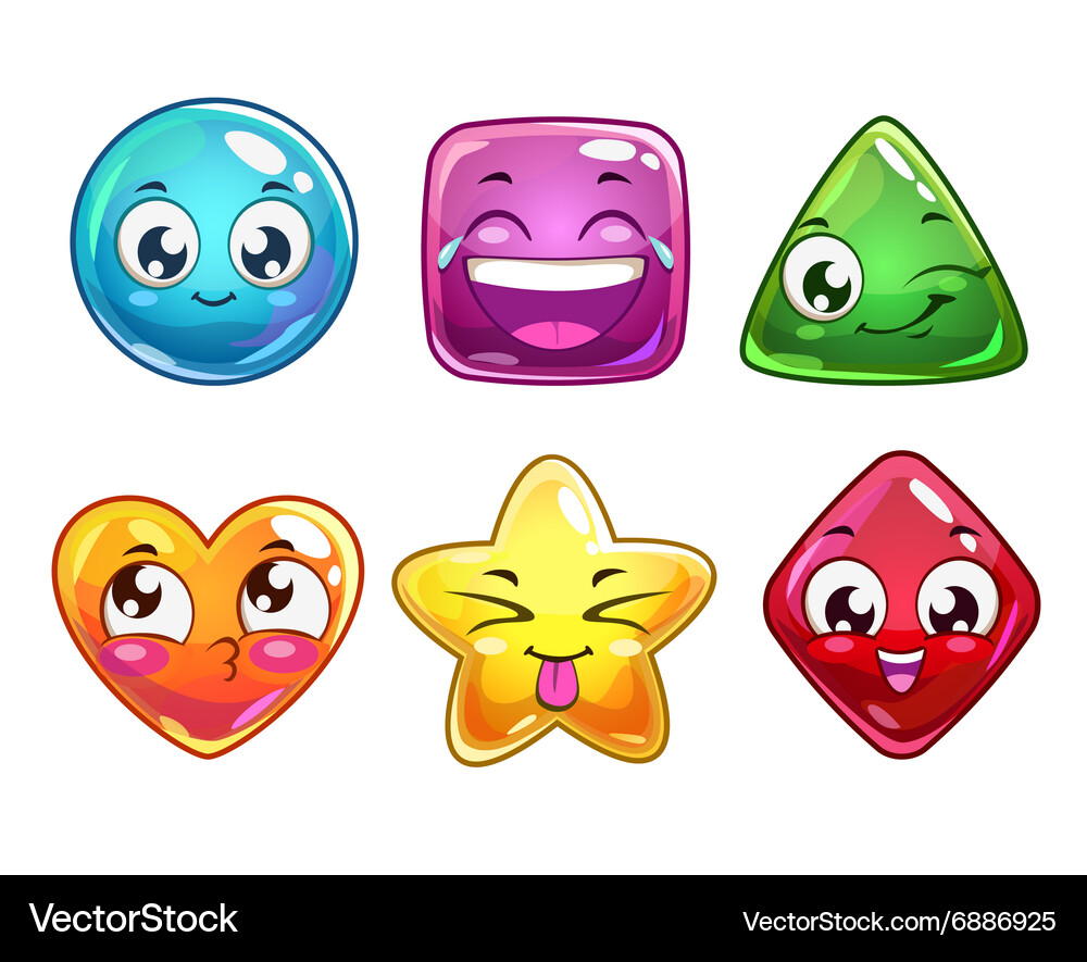 Funny cartoon characters icons Royalty Free Vector Image