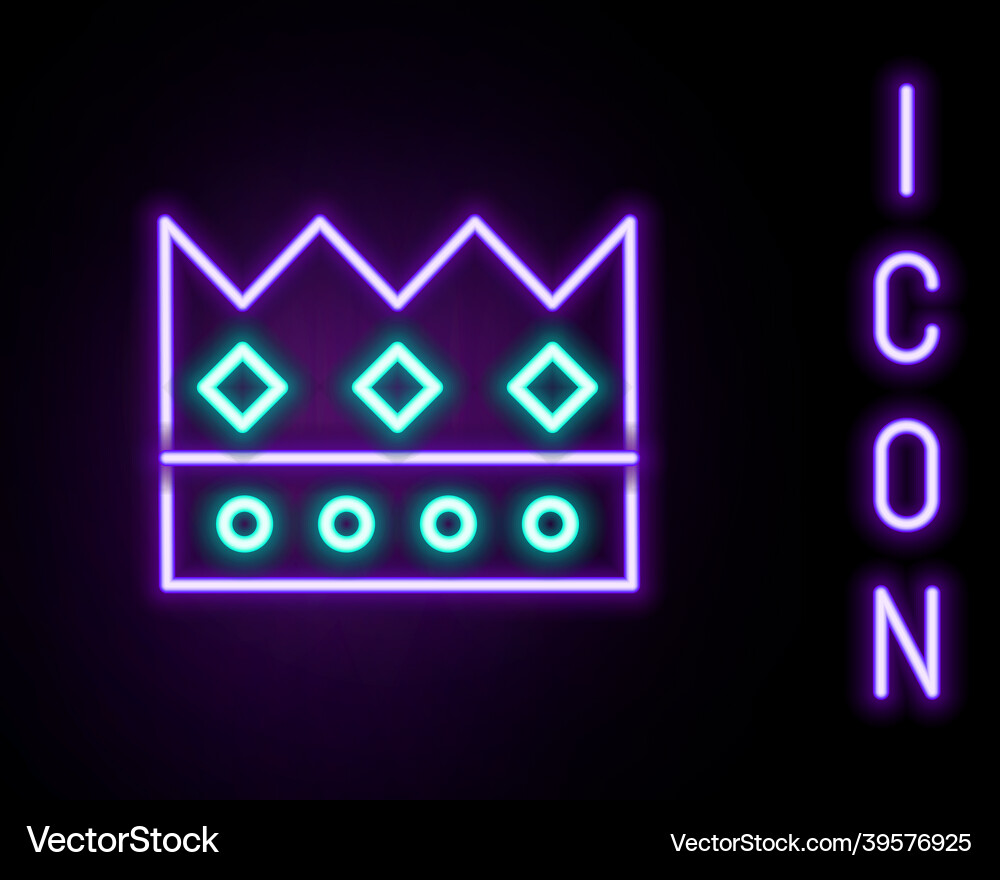 Glowing neon line king crown icon isolated Vector Image