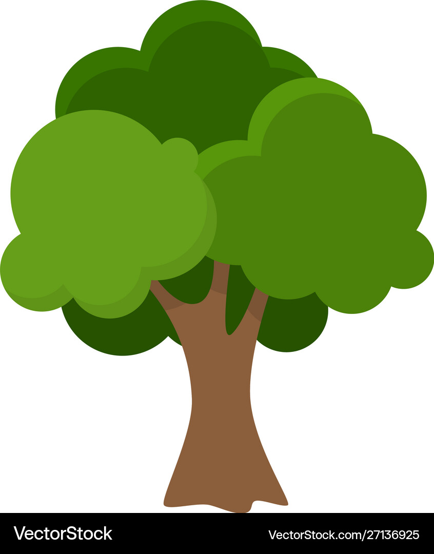Hand drawn oak tree with lush green crown Vector Image