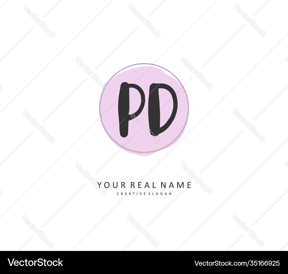 Pd initial letter handwriting and signature logo Vector Image