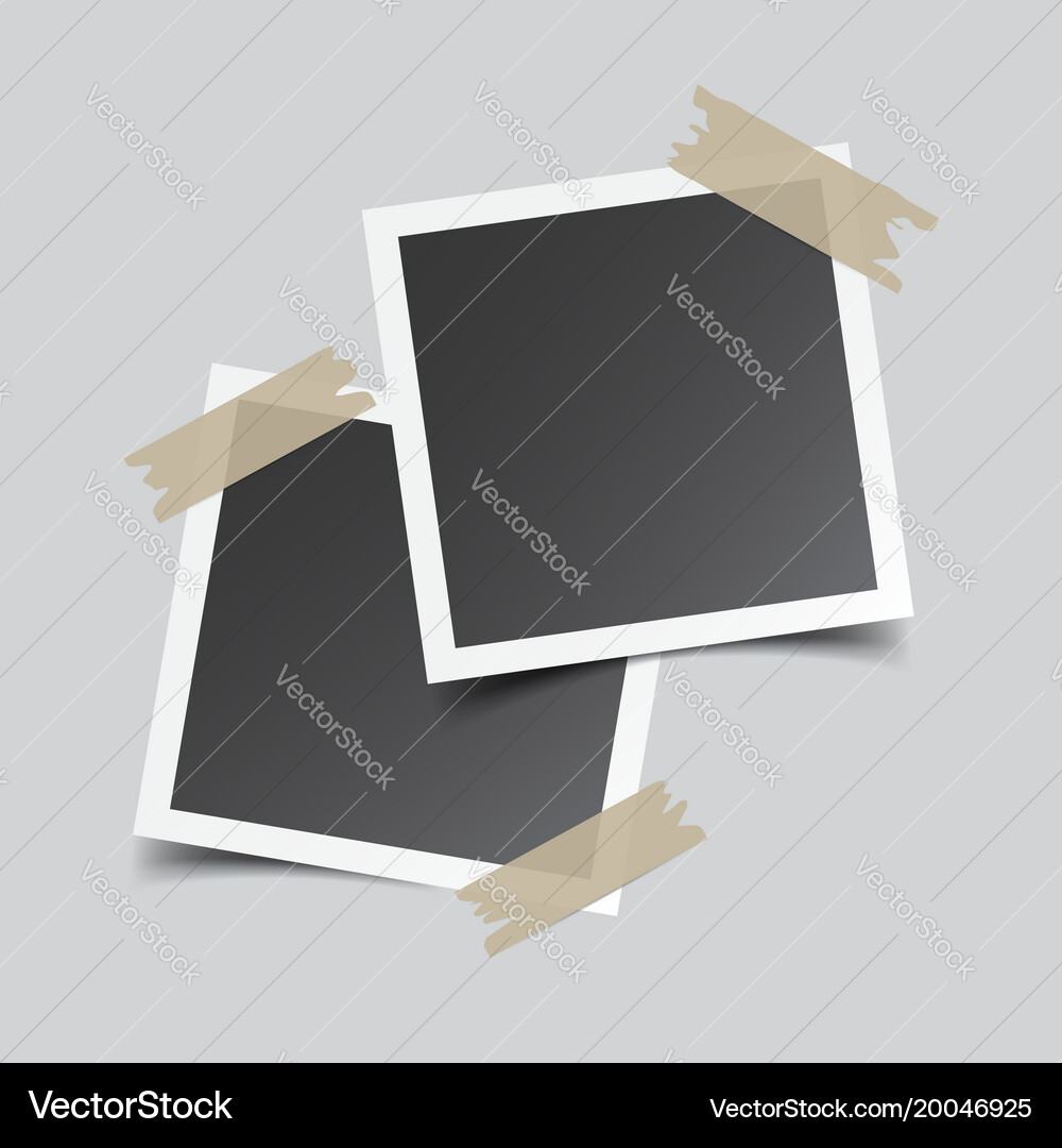 Photo frame with adhesive tape isolated on grey Vector Image