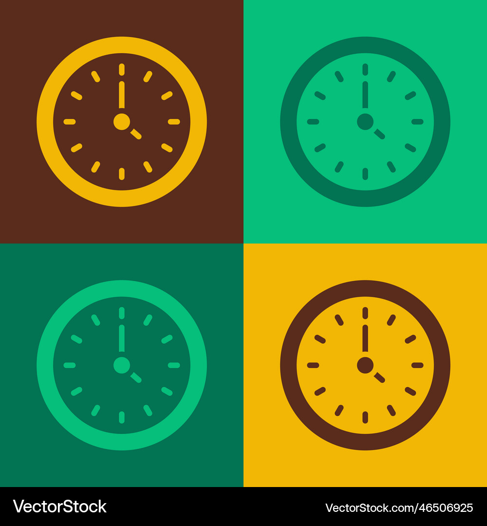 Pop art clock icon isolated on color background Vector Image