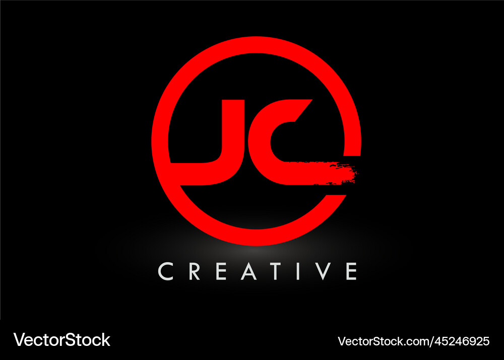 Red jc brush letter logo design creative brushed Vector Image