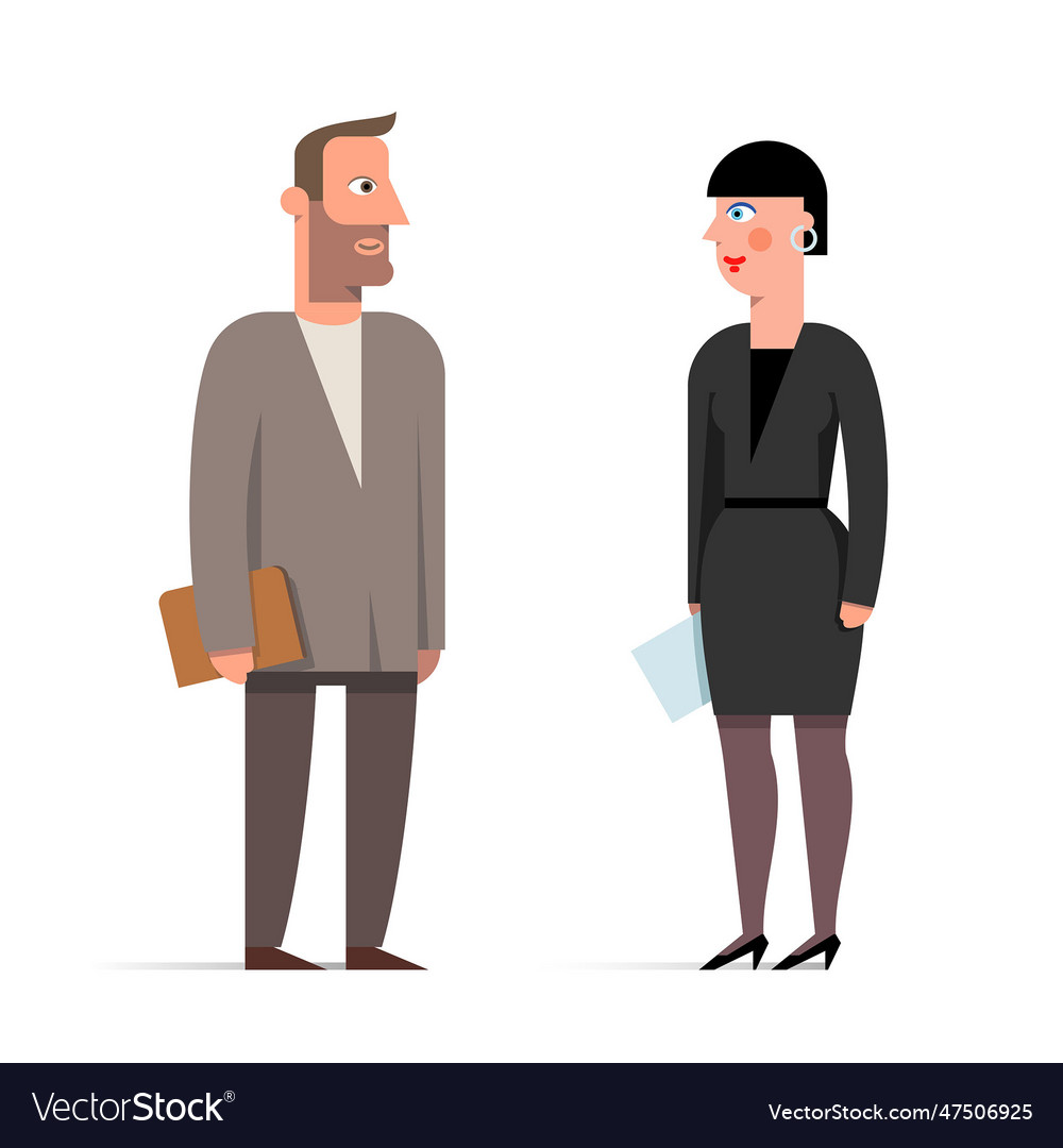 Set Of Businessman And Businesswoman Character Vector Image
