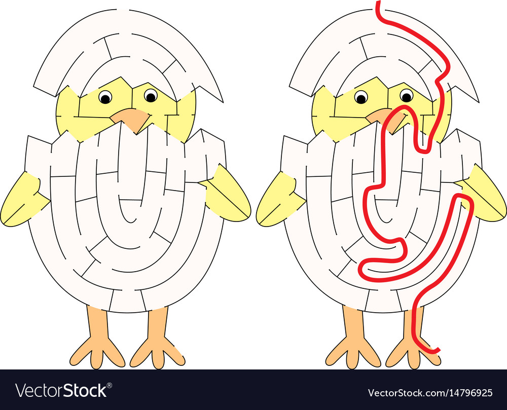 Simple Chicken Maze Puzzle Royalty Free Vector Image