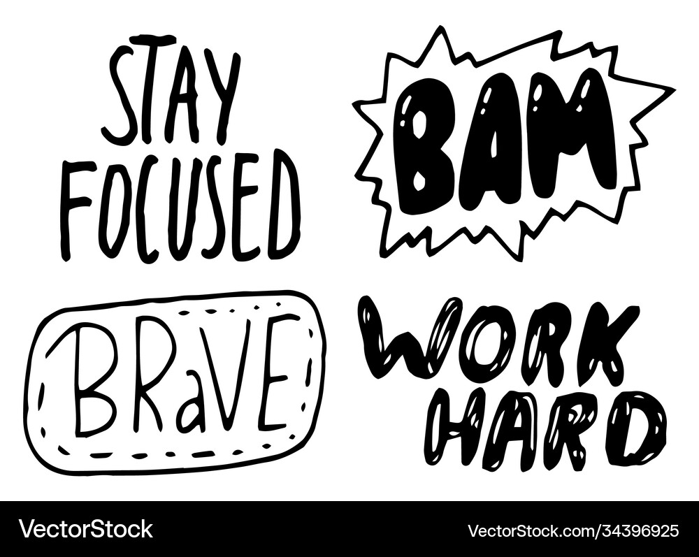 Stay focused bam brave work hard black Royalty Free Vector