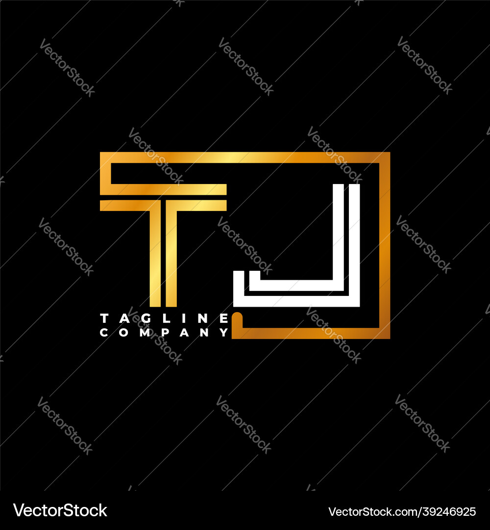 Tj letter golden shape line Royalty Free Vector Image