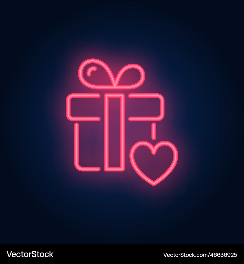Valentines day gift neon sign Royalty Free Vector Image