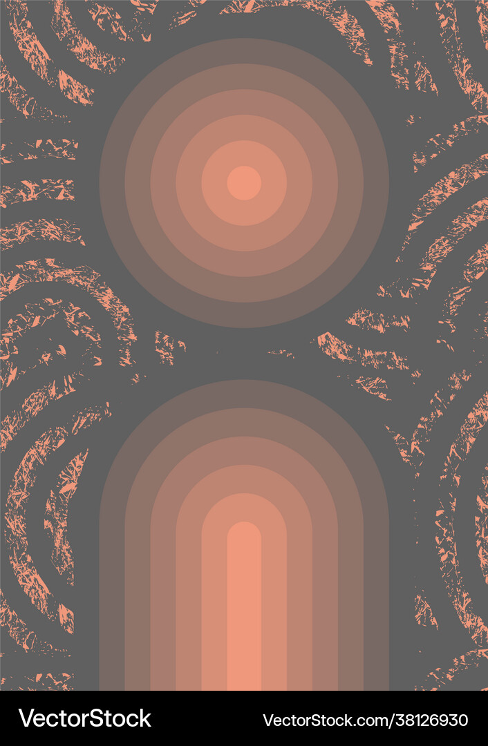 Arc and sun abstract grunge circles background Vector Image