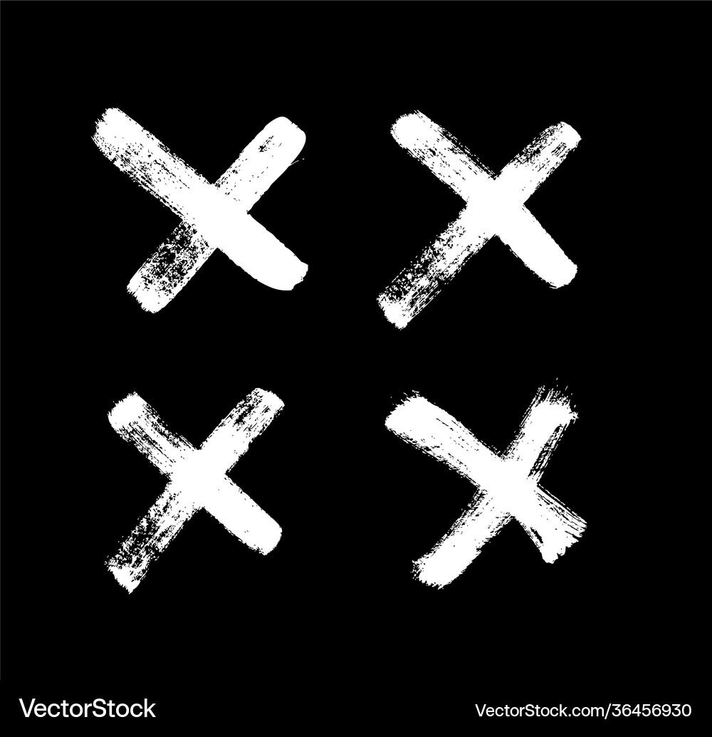 Black and white paint cross lines hand drawn set Vector Image