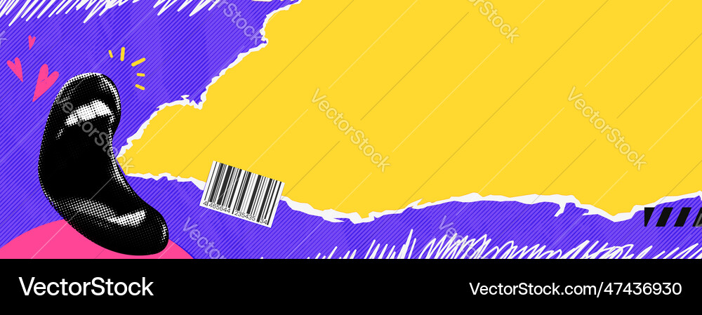 Collage grunge banner mouth announcing Royalty Free Vector