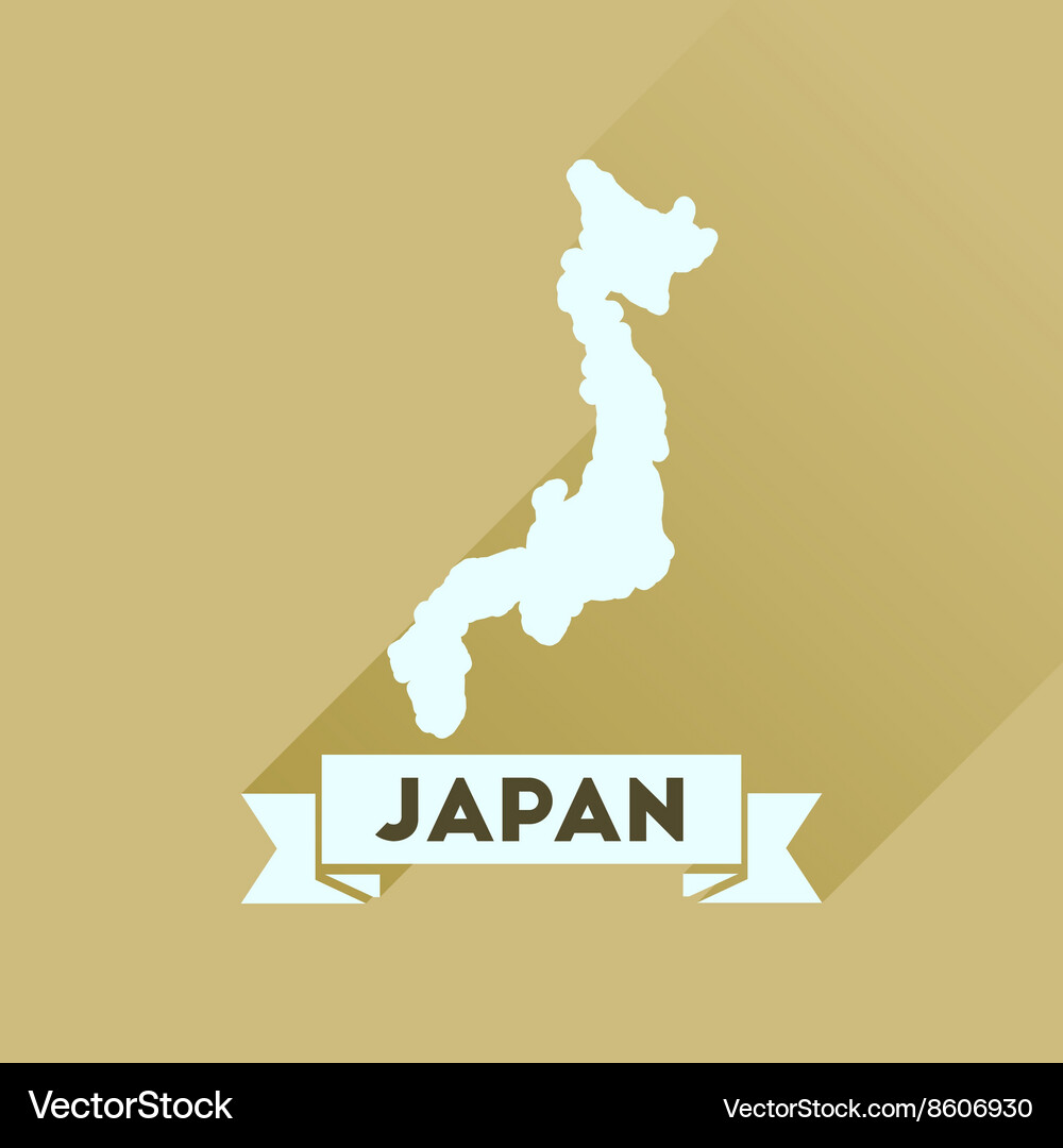 Flat icon with long shadow map of japan Royalty Free Vector