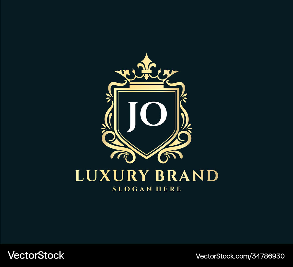 Jo initial letter gold calligraphic feminine Vector Image