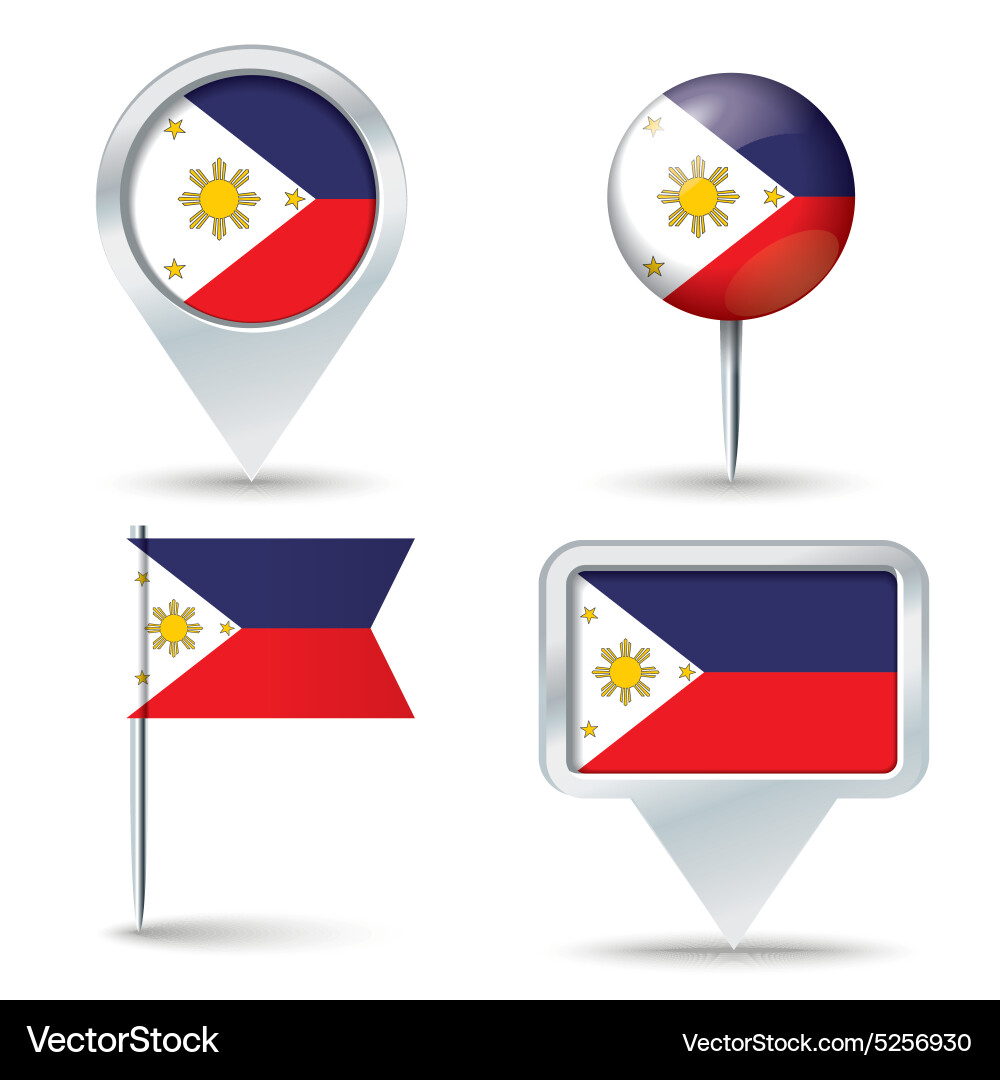 Map pins with flag of philippines Royalty Free Vector Image