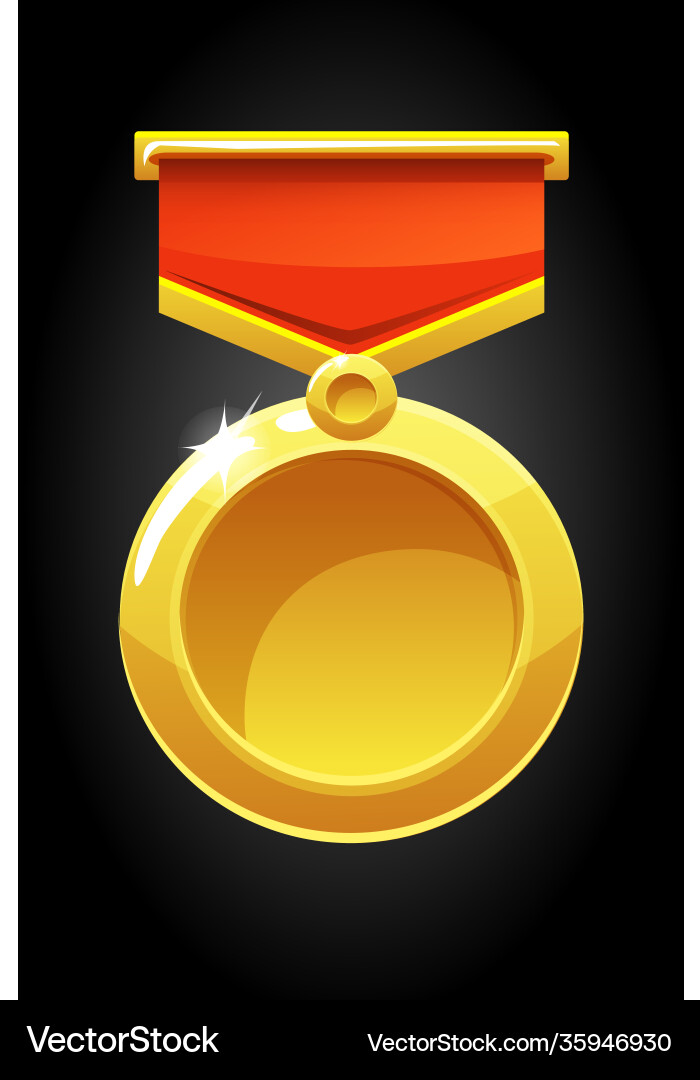 Round gold medal for game Royalty Free Vector Image