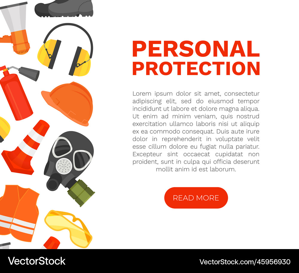 Safety equipment web banner design with personal Vector Image