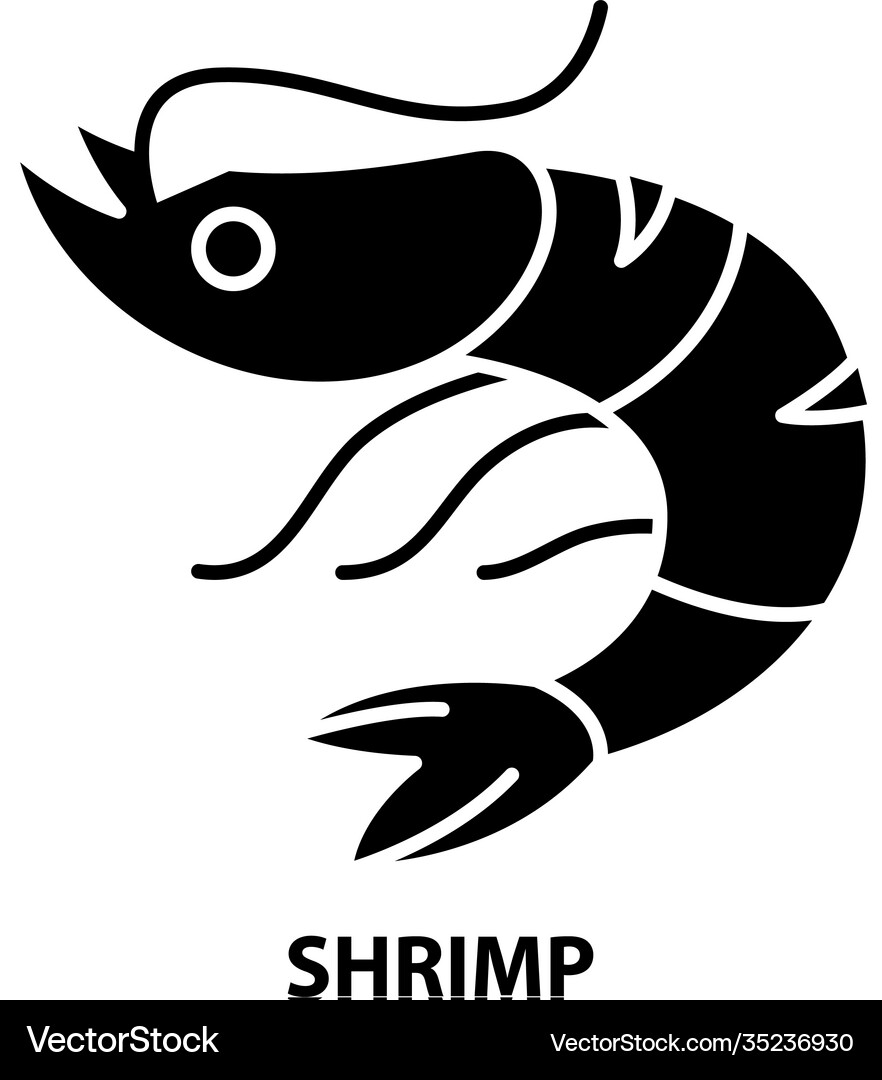 Shrimp symbol icon black sign Royalty Free Vector Image