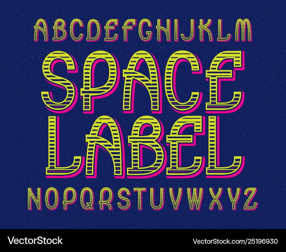 Space label typeface retro font isolated english Vector Image