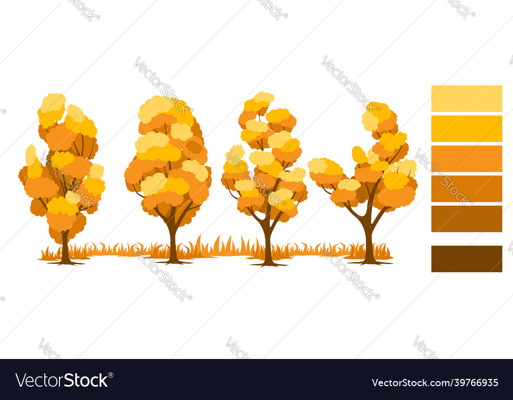 Autumn trees set Royalty Free Vector Image - VectorStock