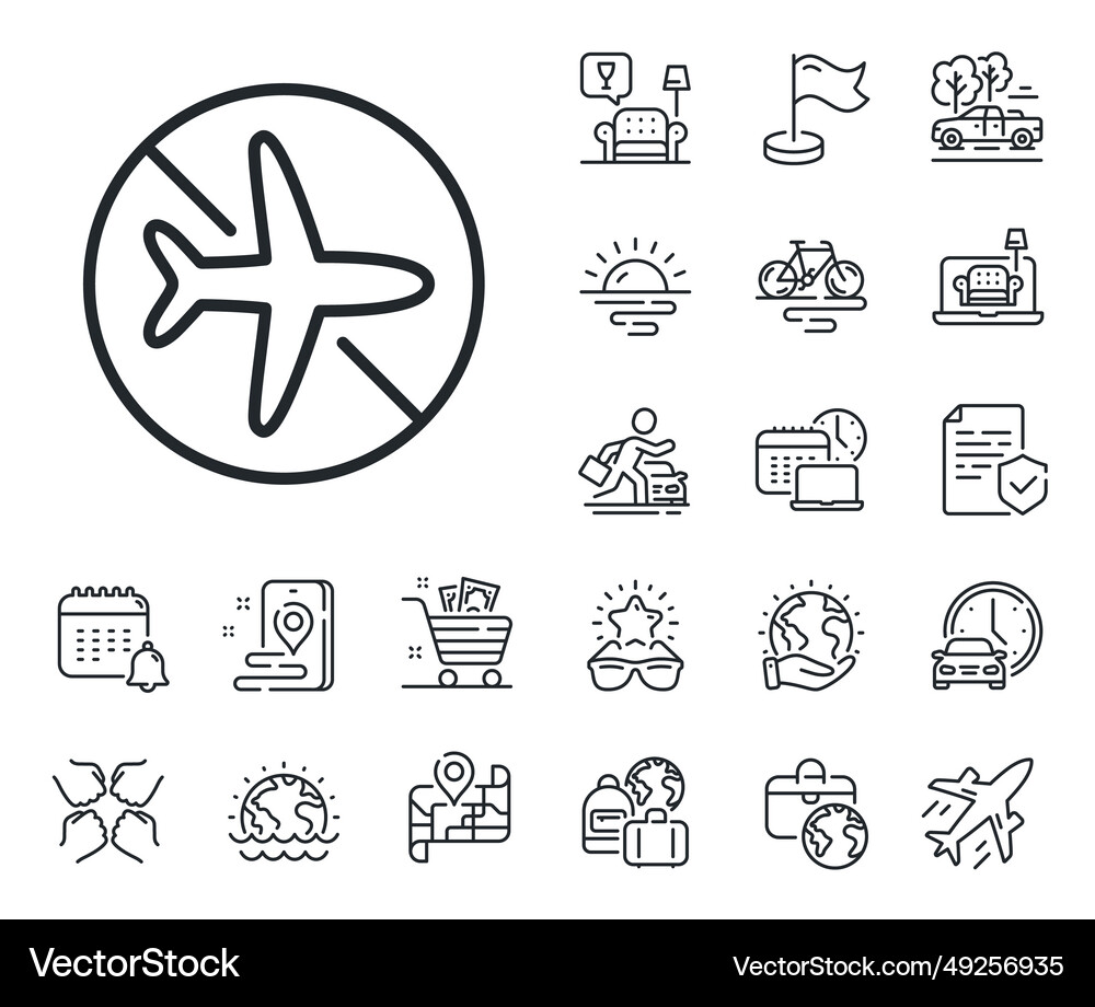 Flight mode line icon airplane sign plane Vector Image