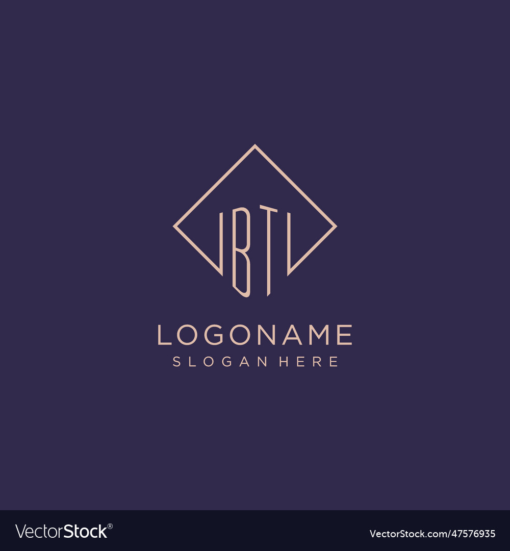 Initials bt logo monogram with rectangle style Vector Image