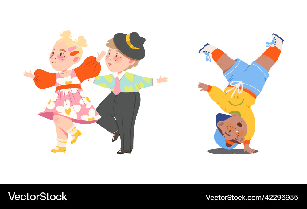Little kids dancing set children Royalty Free Vector Image