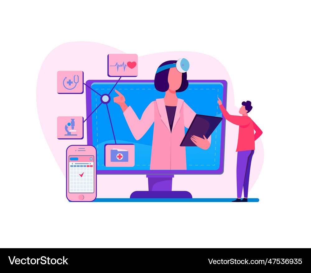 Online medical assistance Royalty Free Vector Image