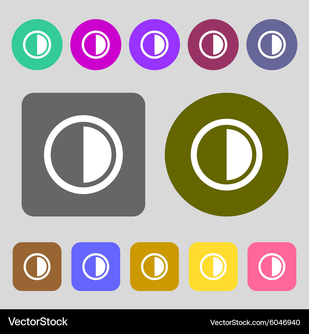 Contrast icon sign 12 colored buttons flat design Vector Image