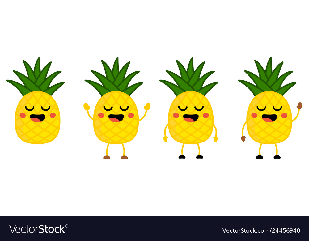 Cute kawaii style pineapple fruit icon eyes Vector Image