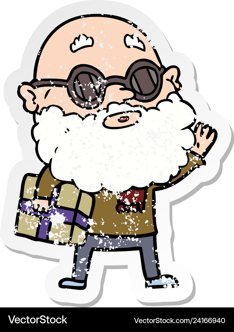 Distressed sticker a cartoon curious man Vector Image