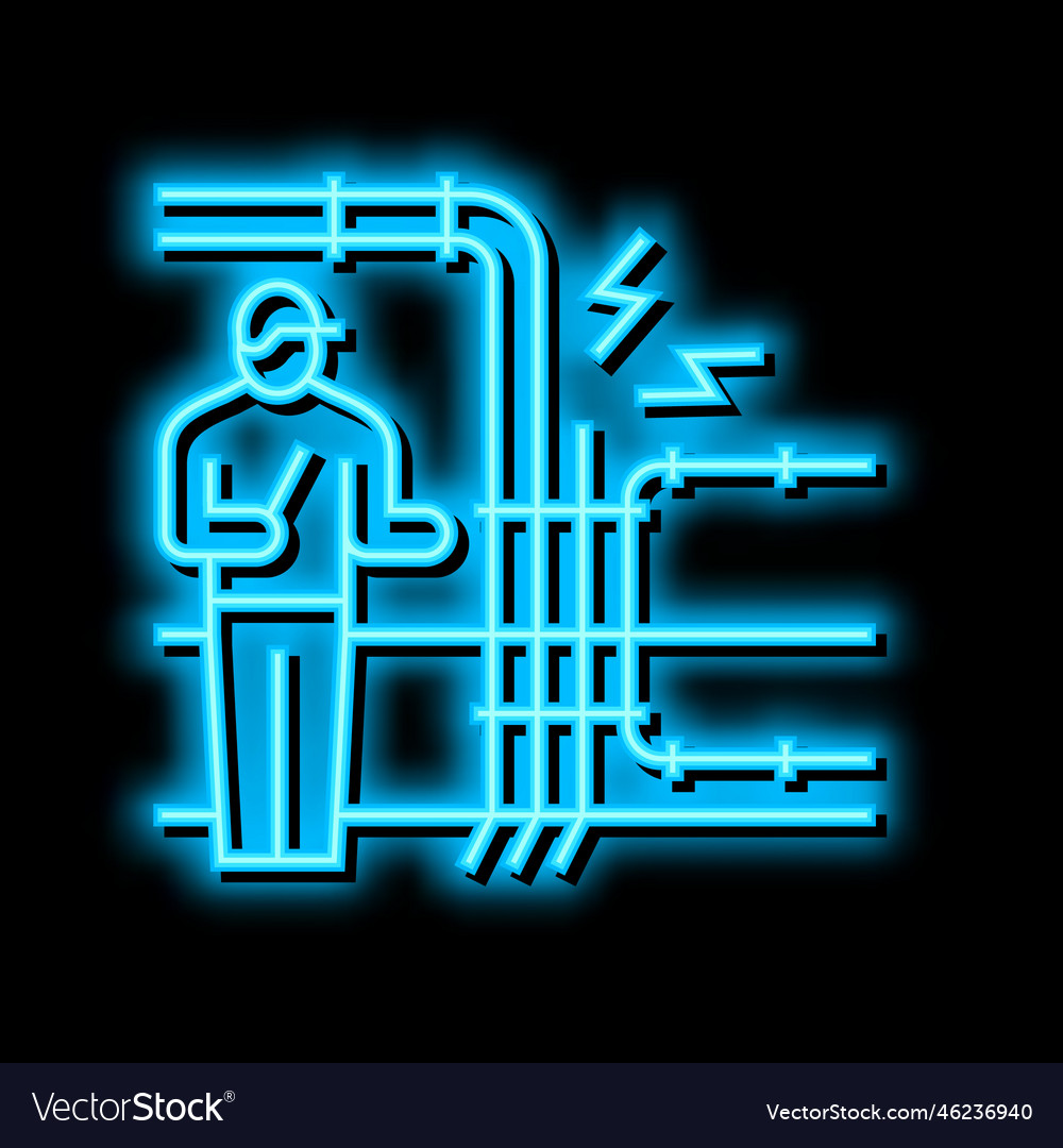 Electrical fault finding neon glow icon Royalty Free Vector