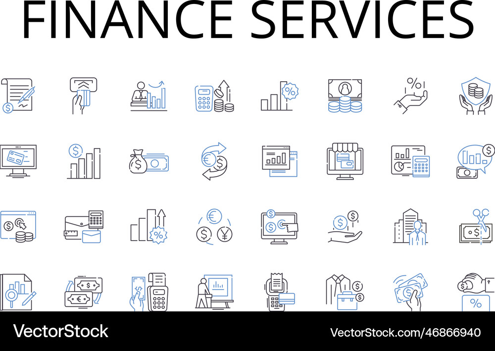 Finance services line icons collection banking Vector Image