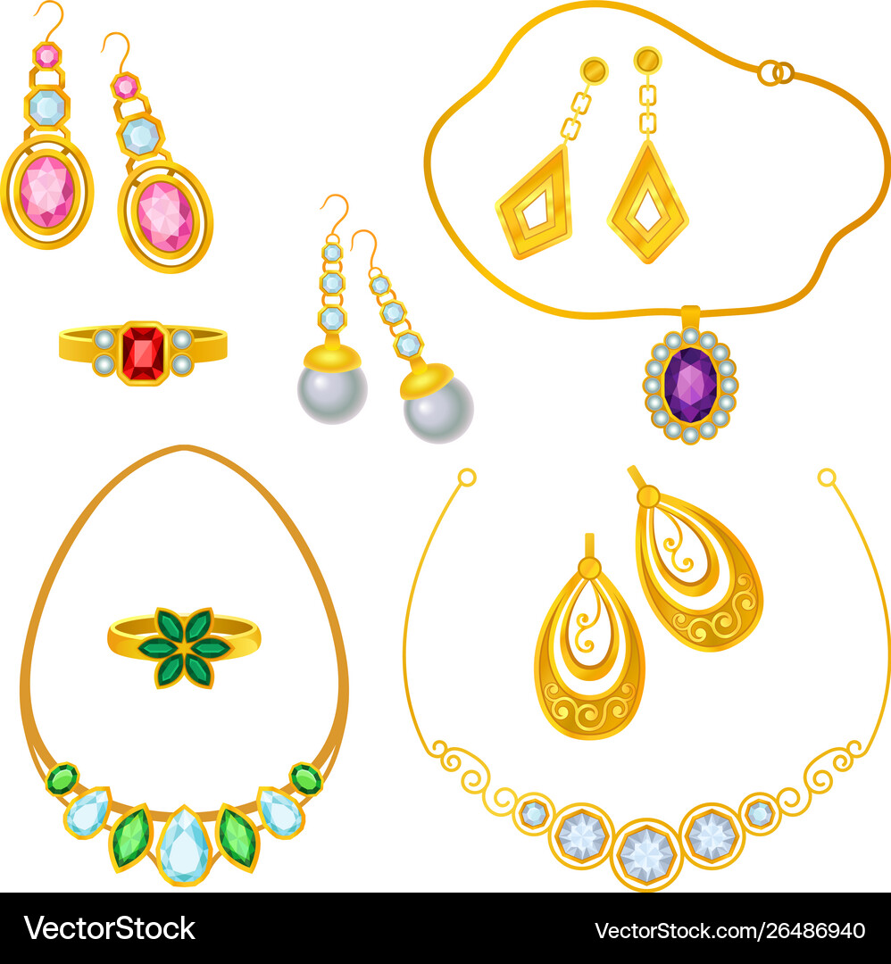 Gold jewelry on white Royalty Free Vector Image