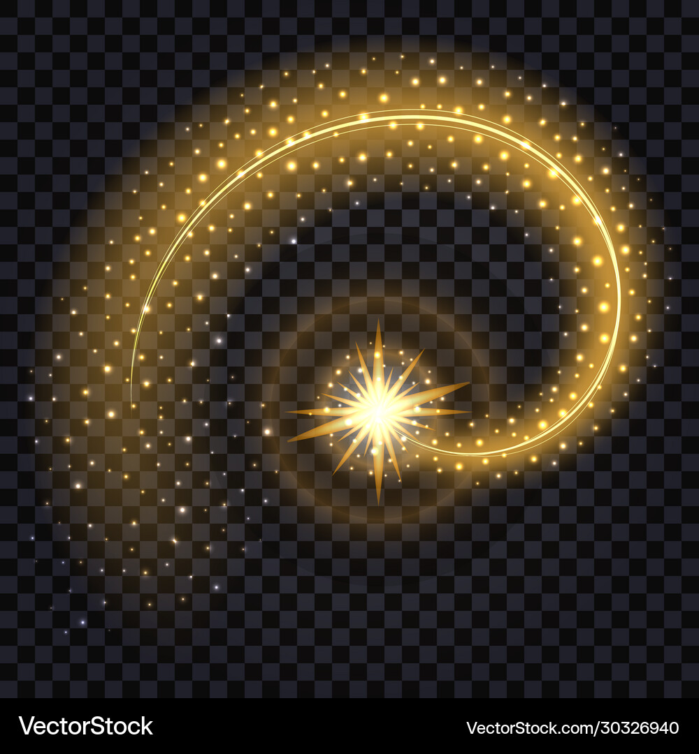 Golden wave with light glowing effect shiny star Vector Image