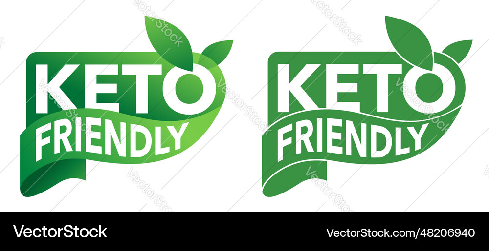 Keto friendly green sticker - badge with leaf Vector Image